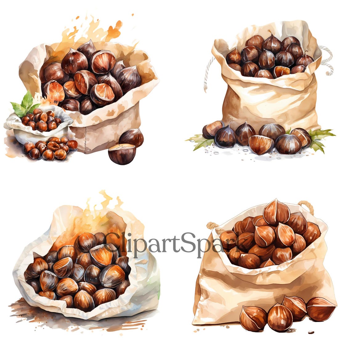 Roasted Chestnuts in a Bag Clipart | 15 Pngs | Transparent Background ...