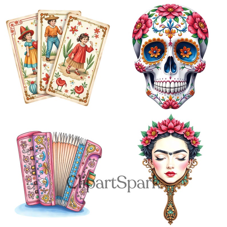 Mexican Folk Art Clipart Bundle PNG, 150 Illustrations, High Resolution ...