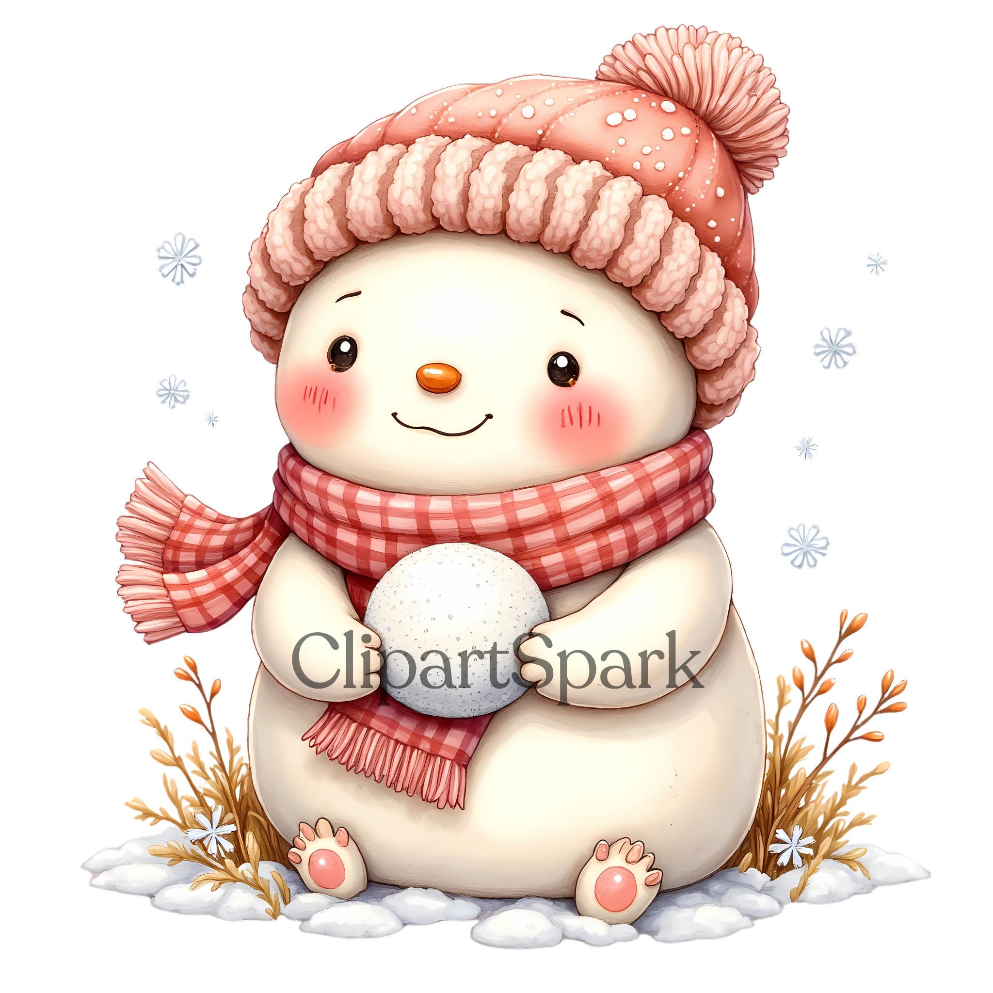 Kawaii Snowman Clipart Bundle Mochi Winter Friends Graphics, 135 Pngs ...