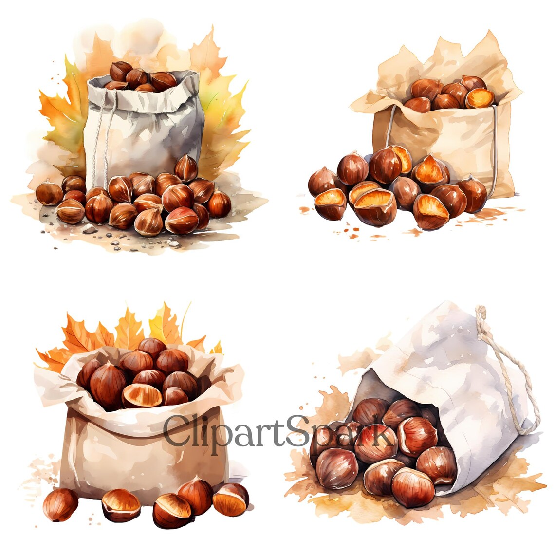 Roasted Chestnuts in a Bag Clipart | 15 Pngs | Transparent Background ...