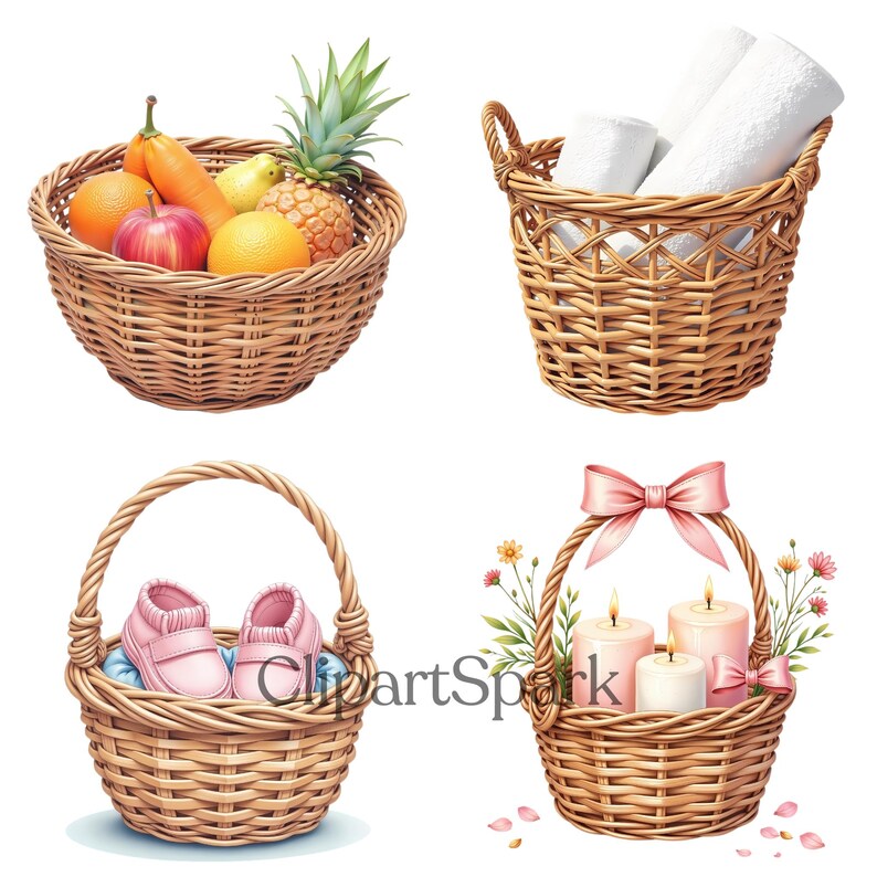 Woven Basket Designs Clipart Bundle 150 Pngs 4096x4096 Px Transparent ...
