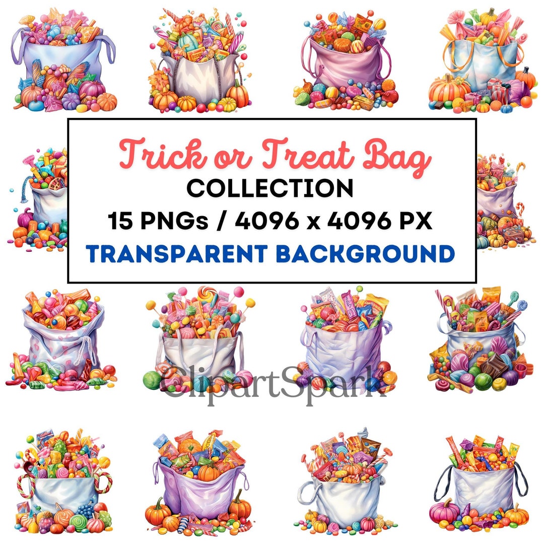 Trick or Treat Bag Clipart Collection | 15 Pngs | Transparent ...