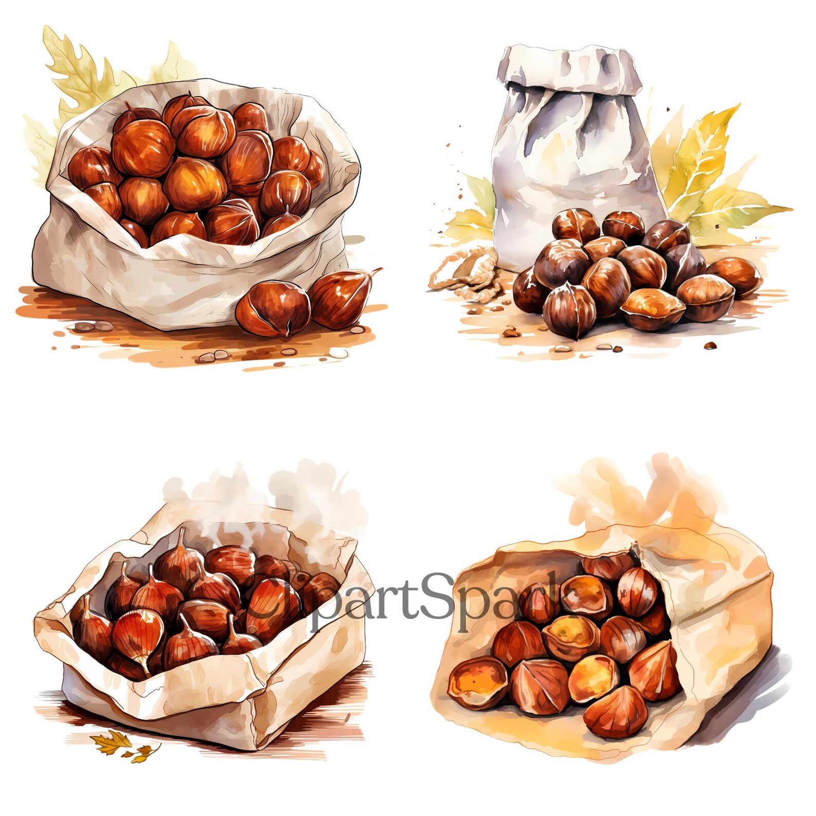 Roasted Chestnuts in a Bag Clipart | 15 Pngs | Transparent Background ...