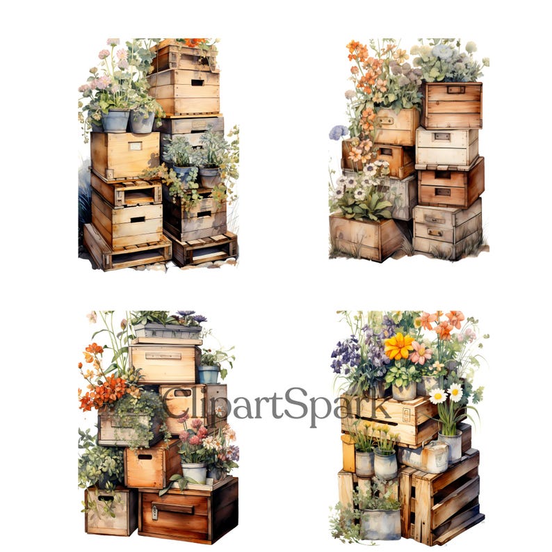 Old Wooden Boxes Clipart Collection 40 Pngs Rustic Farmhouse Decor ...