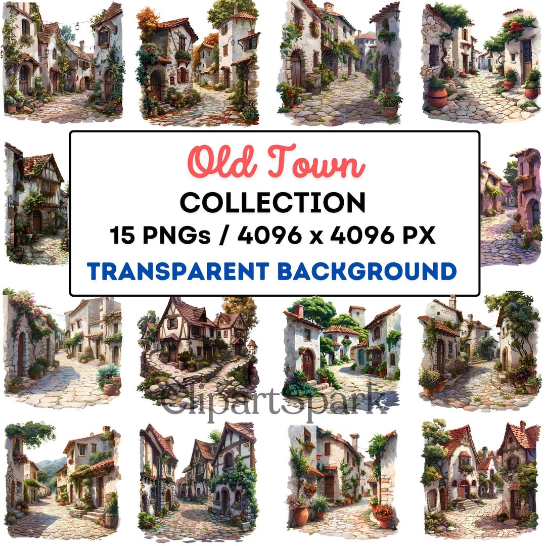 Old Town Clipart Collection - 15 Pngs | Rustic European Streets ...