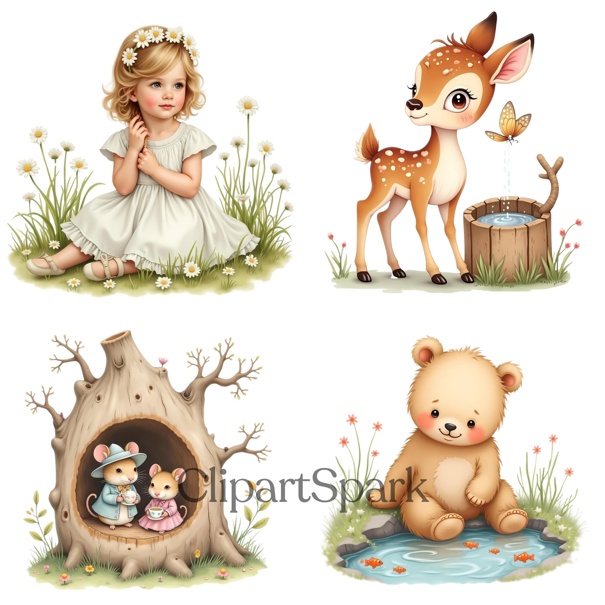 Vintage Children's Book Illustrations PNG Bundle 300 Clipart Images ...