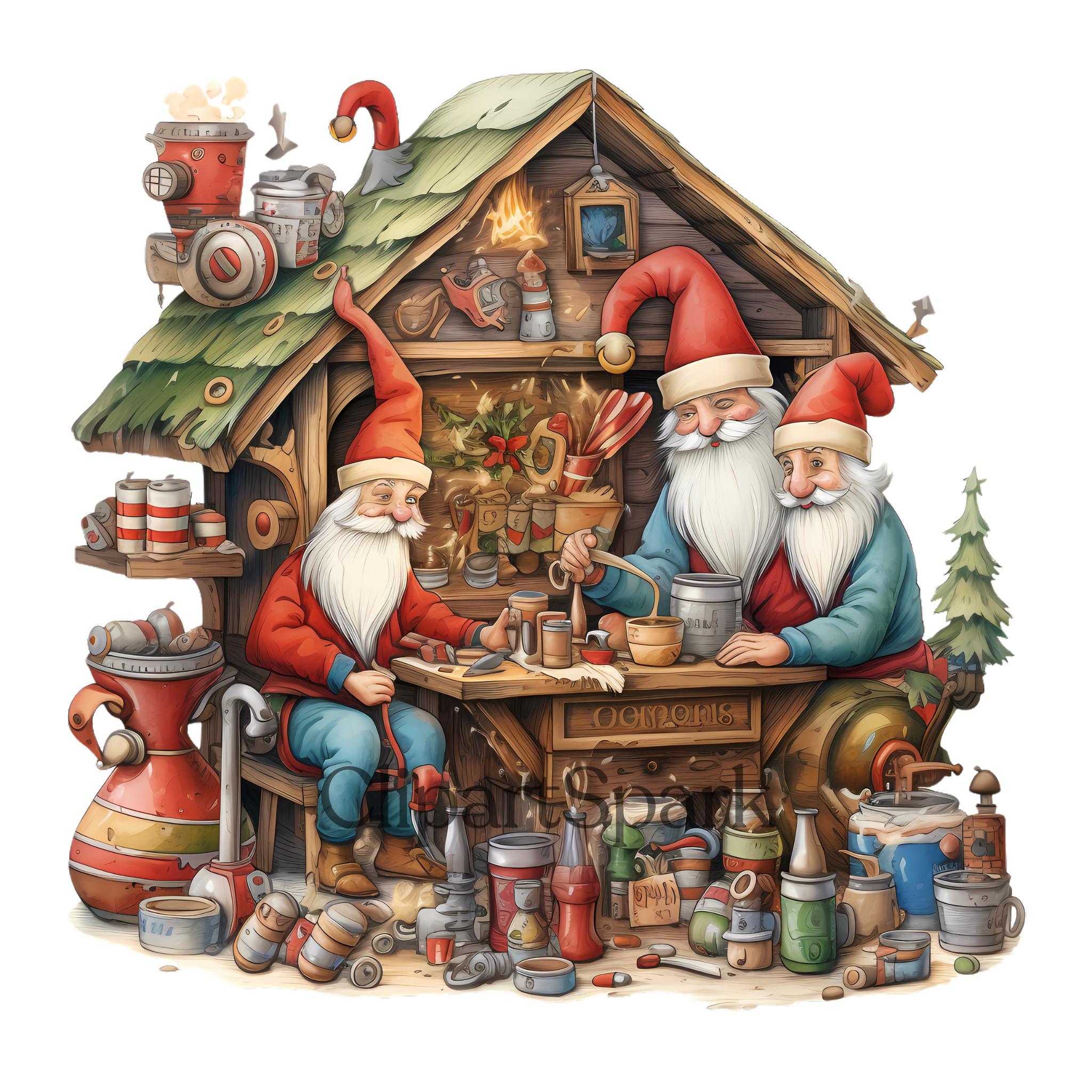 Santa's Workshop Bustling With Elves Clipart 70 Pngs Transparent ...
