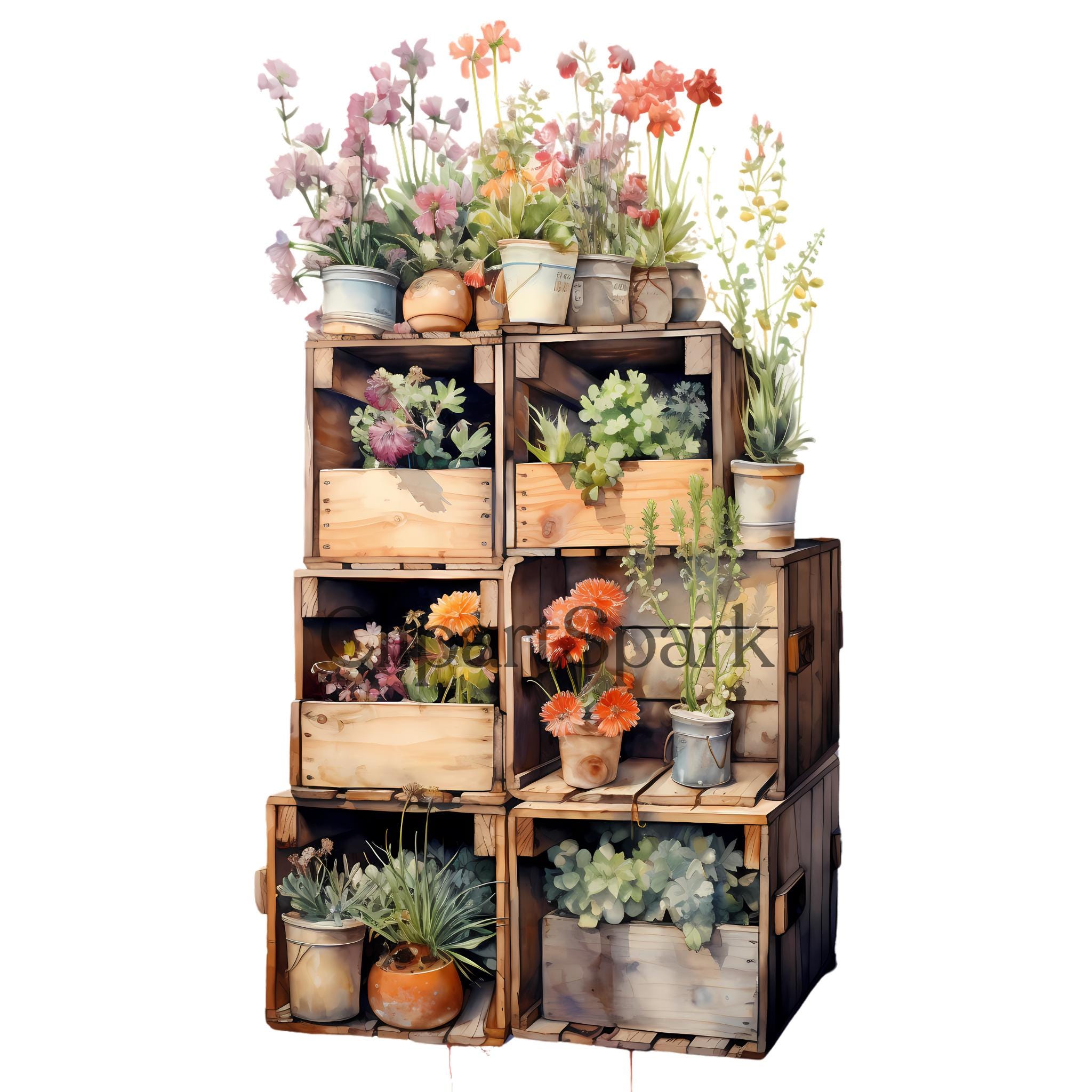 Old Wooden Boxes Clipart Collection - 40 Pngs | Rustic Farmhouse Decor ...