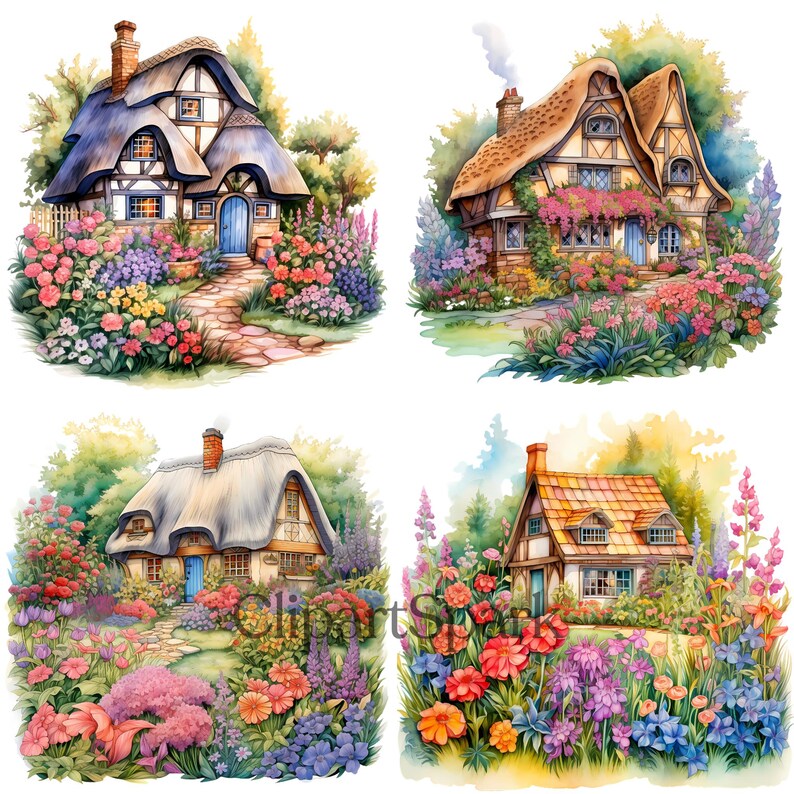 Thatched-roof Cottage Clipart 60 Pngs Transparent Background Charming ...