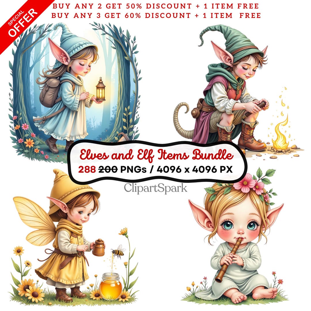 Elves and Elf Items Bundle | 200 Pngs Transparent Background ...