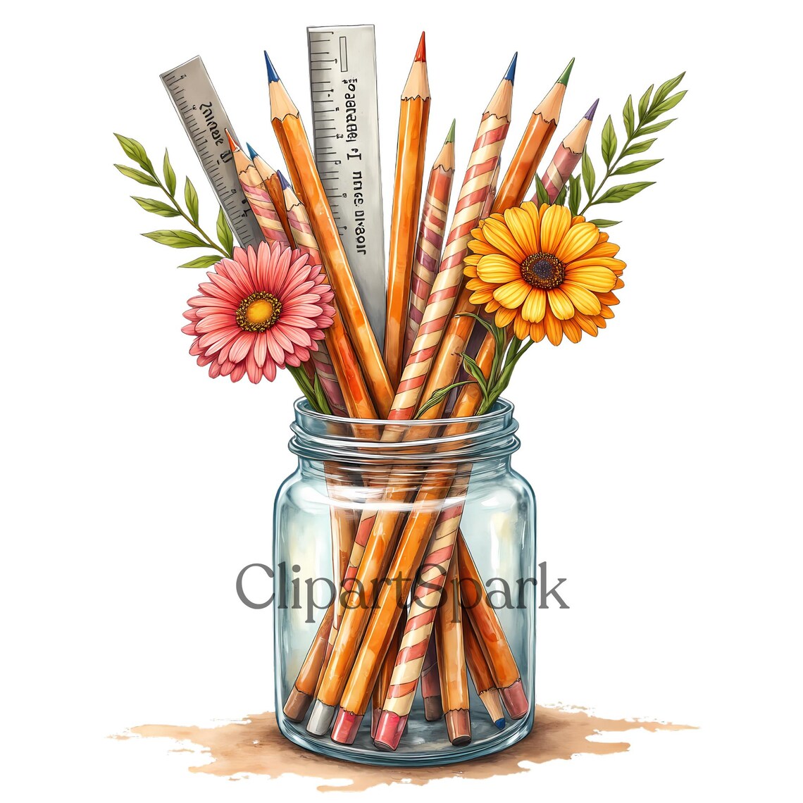 Back to School Watercolor Clipart Bundle Pngs School Supplies ...