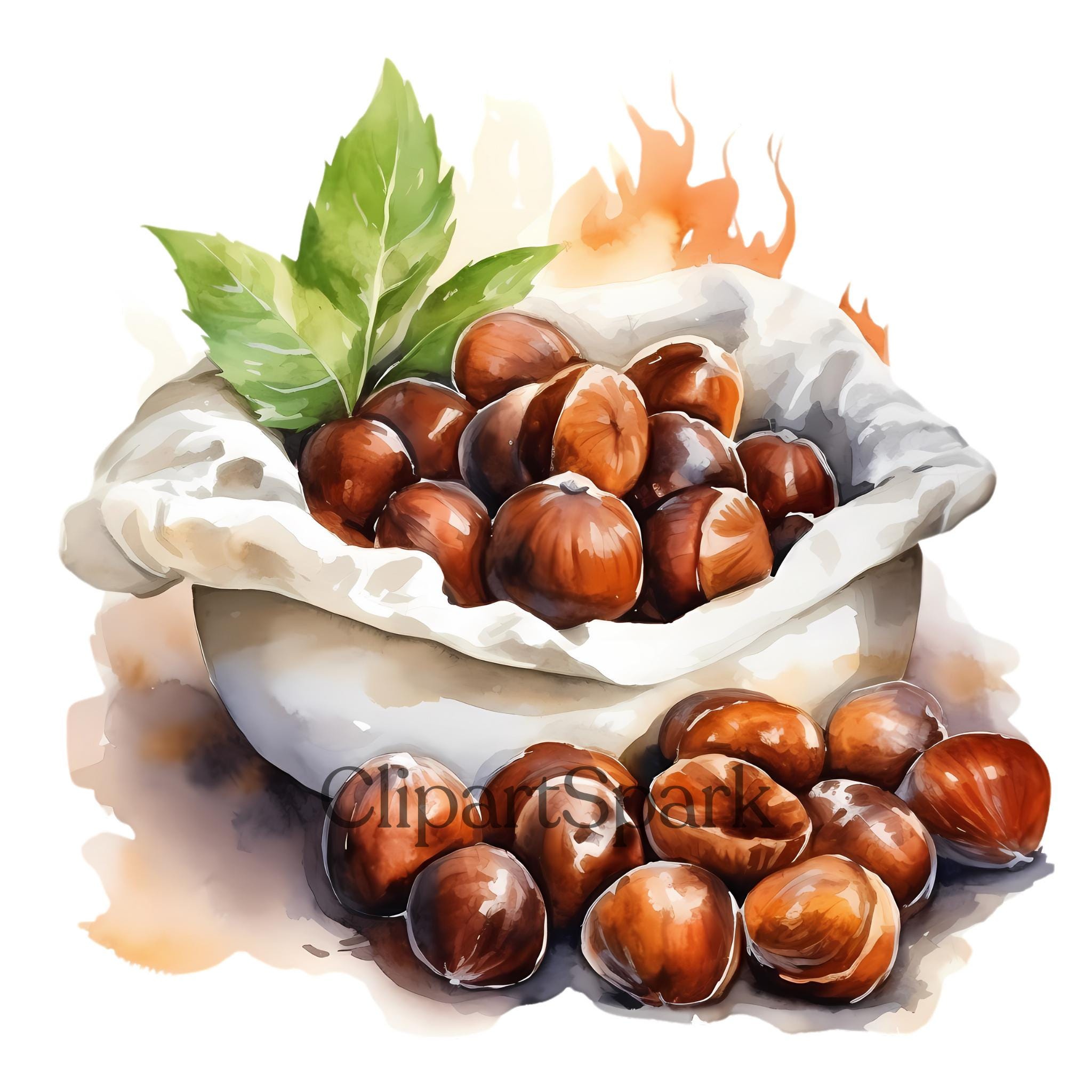 Roasted Chestnuts in a Bag Clipart | 15 Pngs | Transparent Background ...