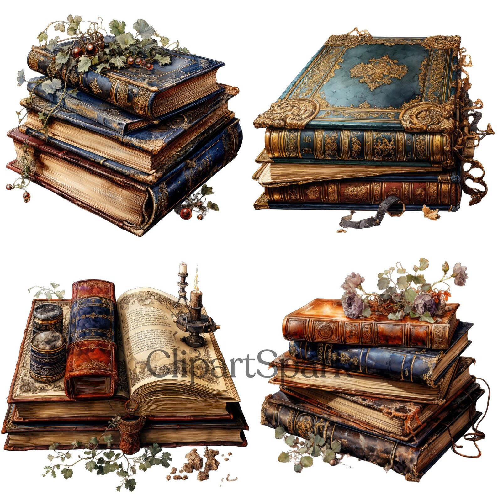 Antique Books Clipart Collection 15 High-resolution Pngs Vintage Book ...