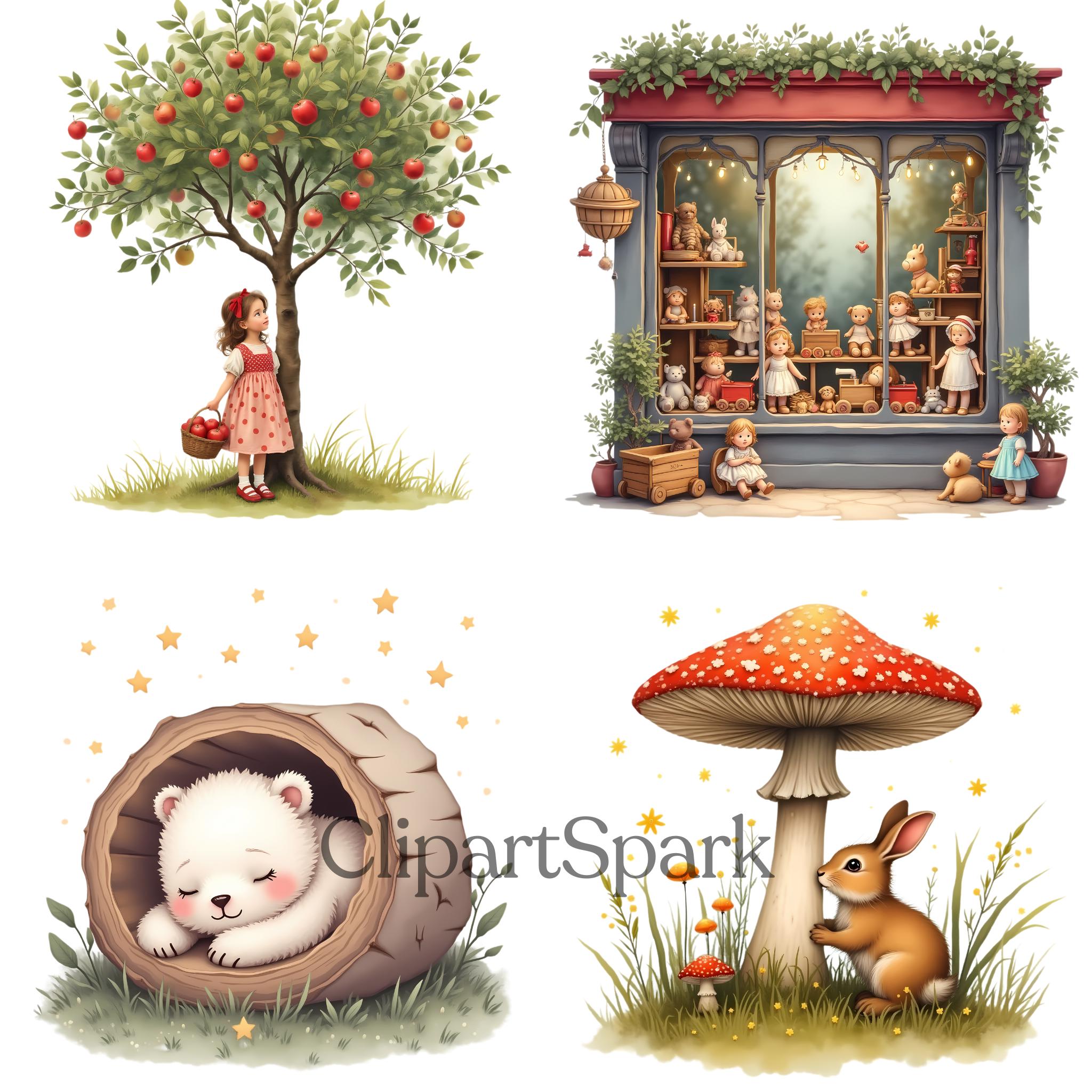 Vintage Children's Book Illustrations PNG Bundle 300 Clipart Images ...