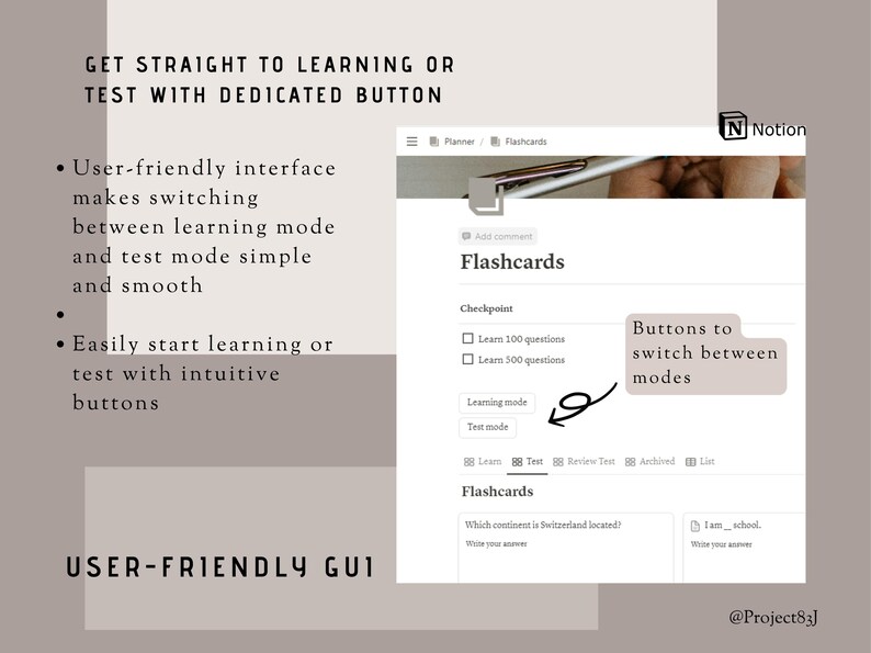 Notion Flashcards | Notion Template | Digital Flashcard | Study and ...