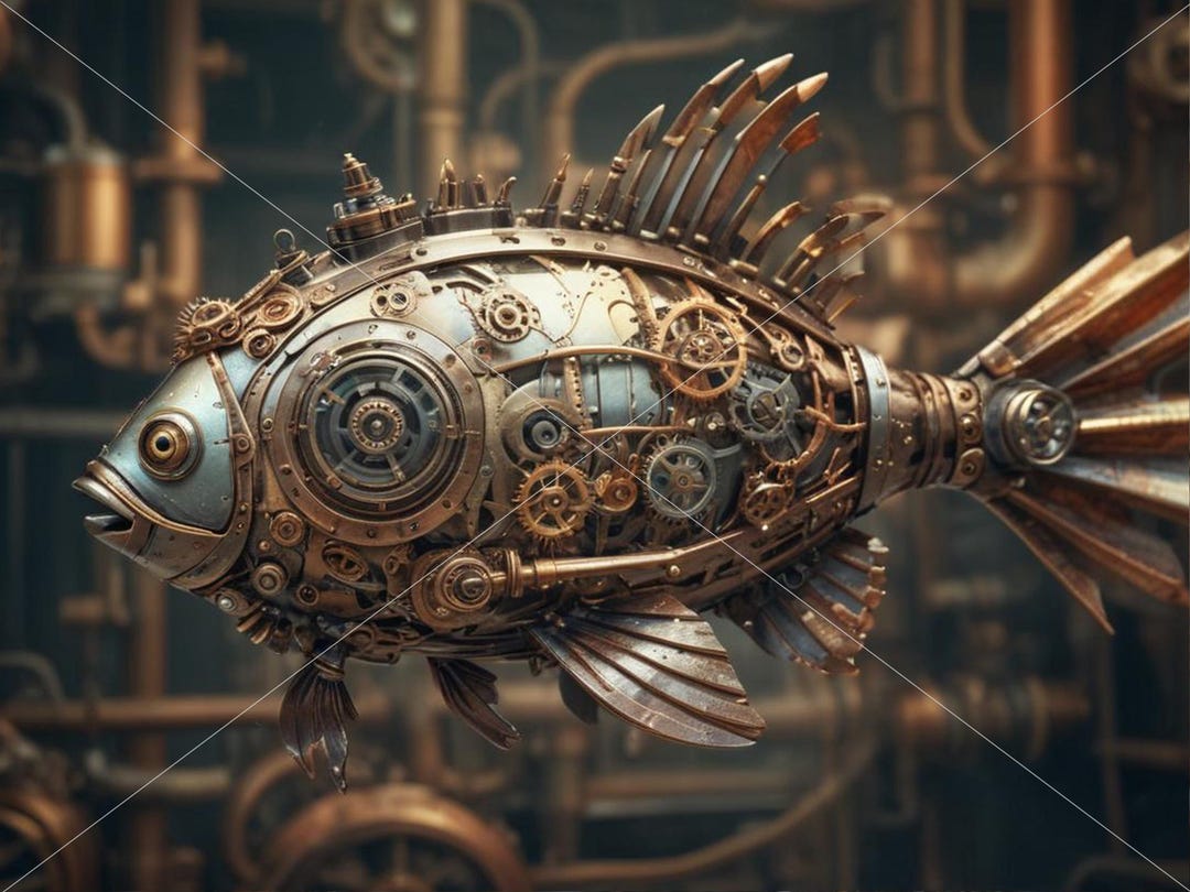Steampunk Fish Wall Art Comes in Canvas Print, Acrylic Print and Metal ...