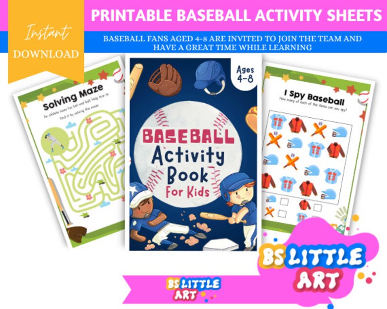 Baseball Printable Activity Bundle With Coloring Pages, Word Searches ...