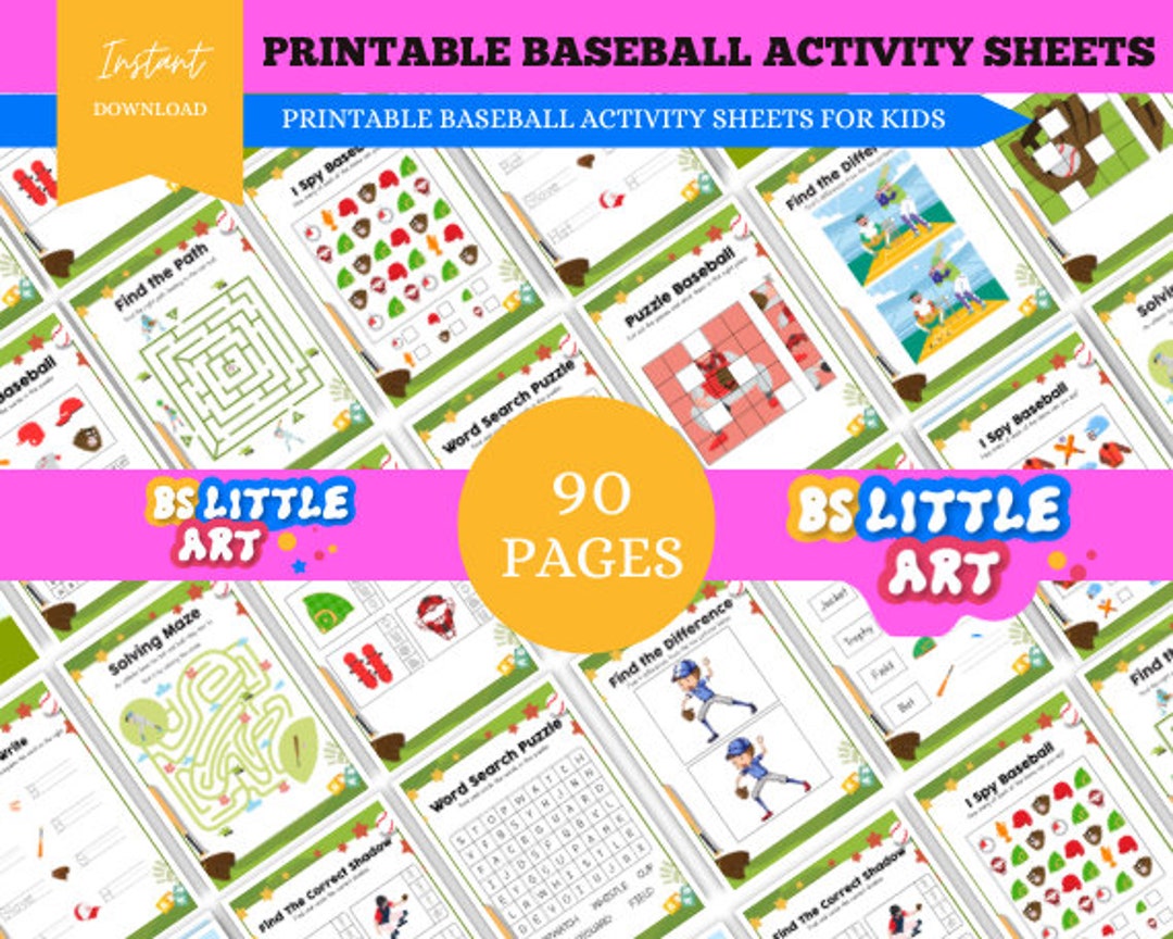 Baseball Printable Activity Bundle With Coloring Pages, Word Searches ...