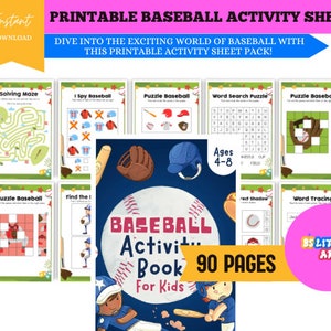 Baseball Printable Activity Bundle With Coloring Pages, Word Searches ...