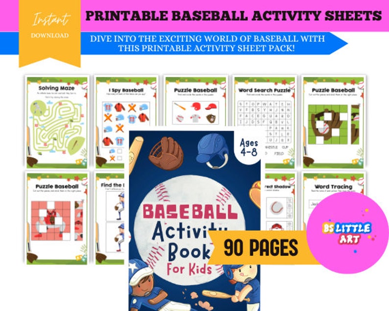 Baseball Printable Activity Bundle With Coloring Pages, Word Searches ...