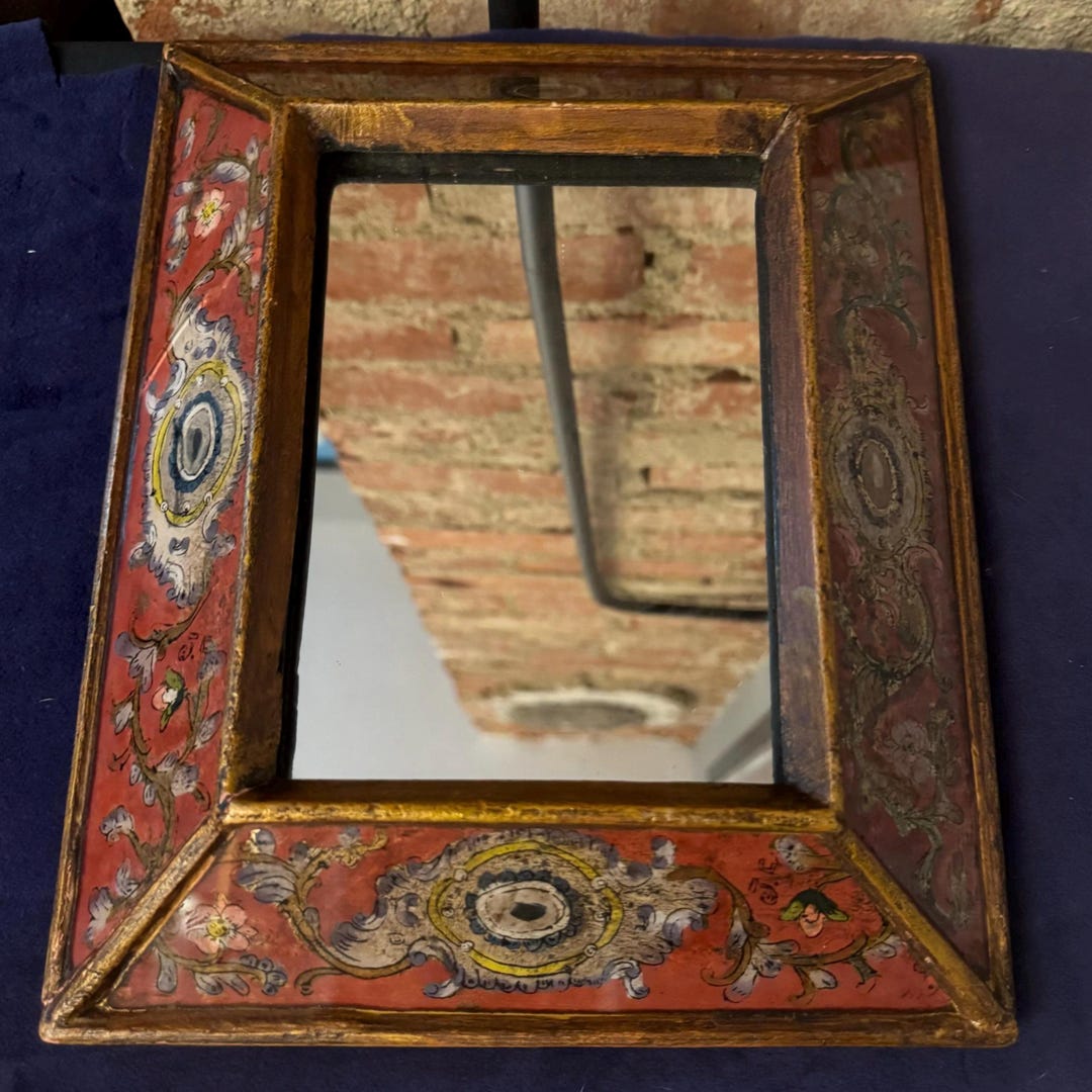Robert M Weiss Vintage Peruvian Reverse Hand Painted Mirror Arts Crafts ...
