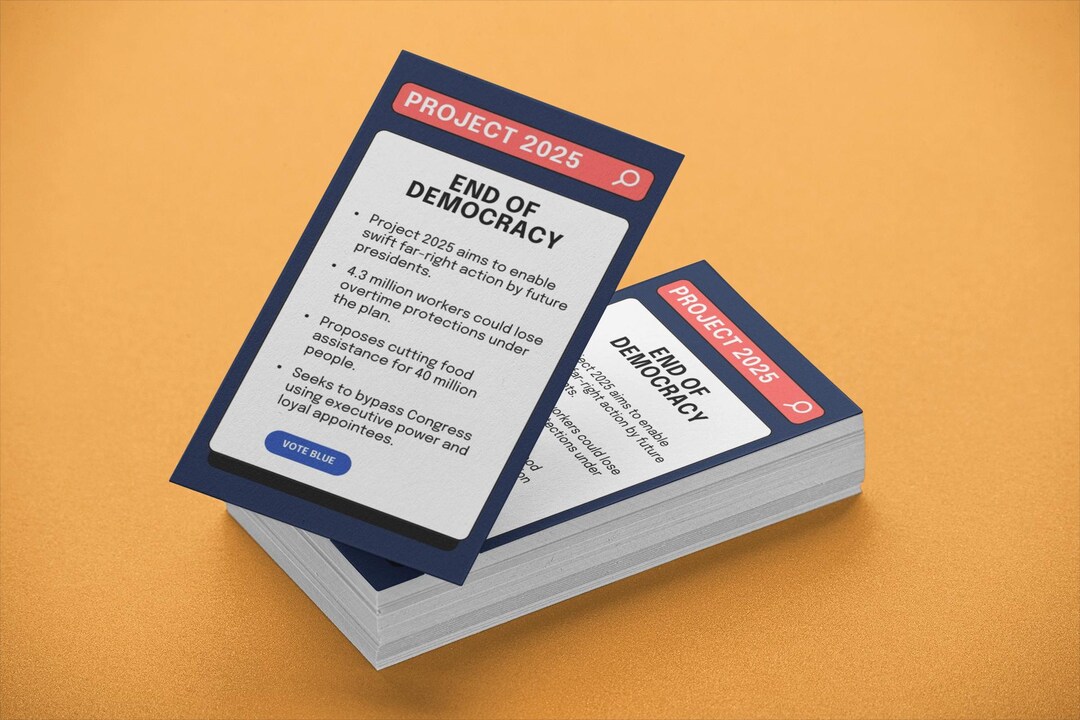 Stop Project 2025 Printable Business Cards, Vote Blue, 2024 Election ...