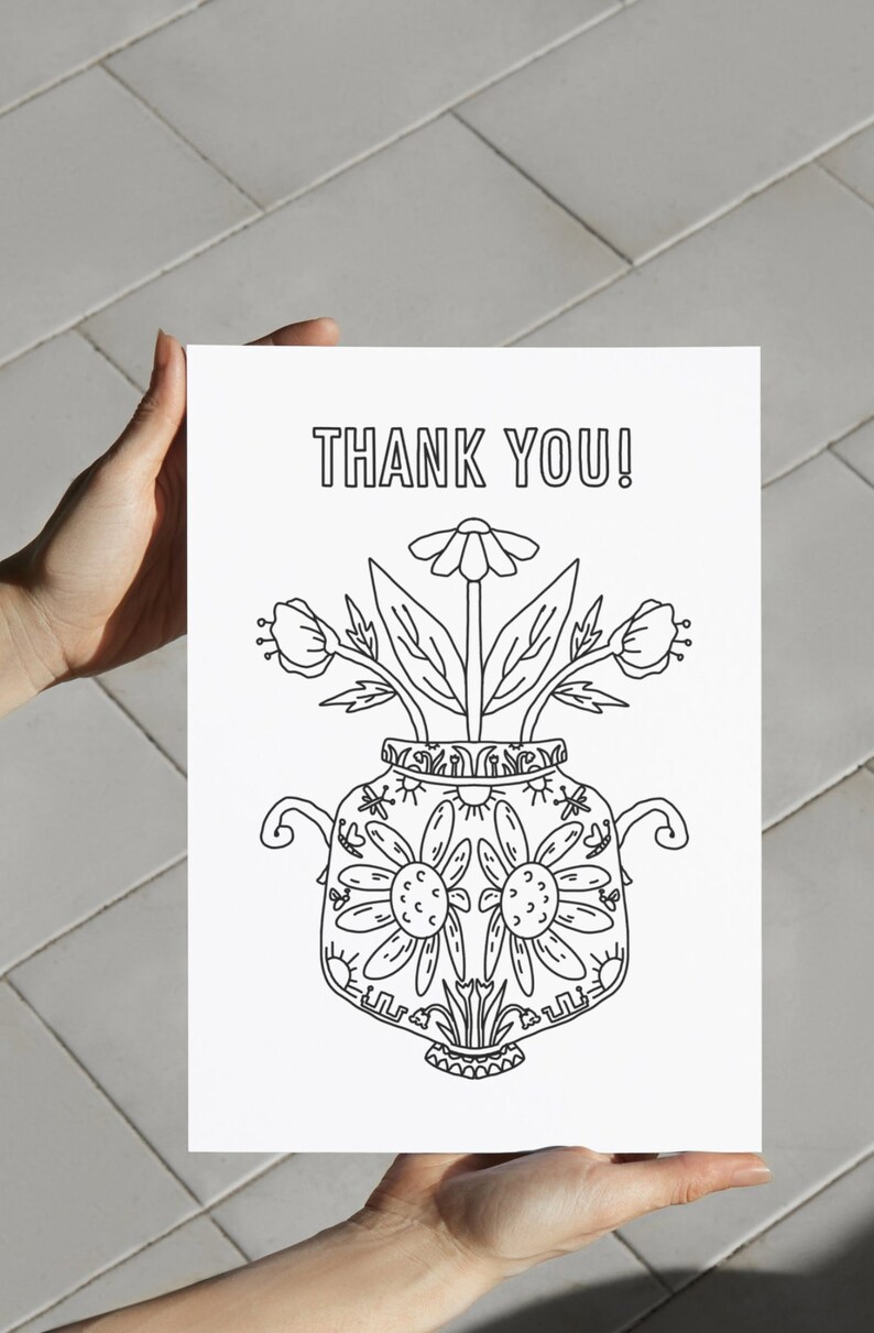 Kids Printable Coloring Card | Thank You Card | Printable Thank You ...