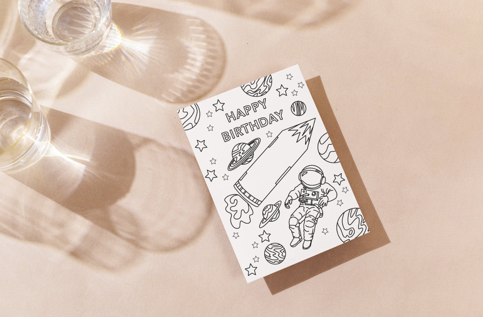 Astronaut Printable Birthday Card | Space Birthday Card | Coloring Card ...