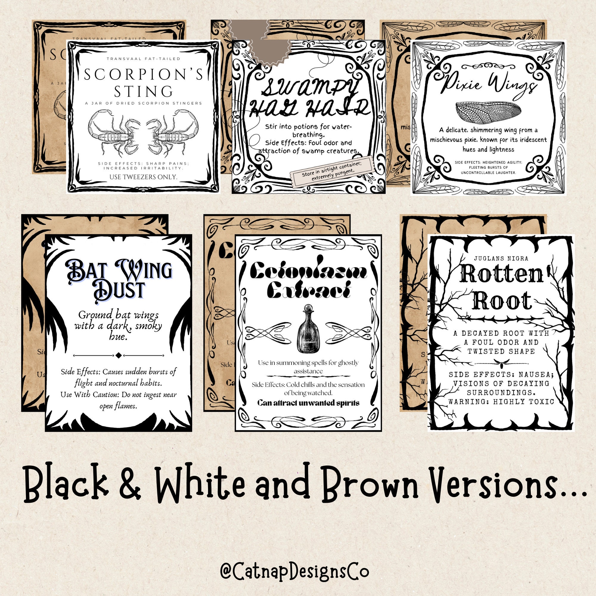 Halloween Apothecary Potion Labels – Spooky Witch Ephemera (digital ...