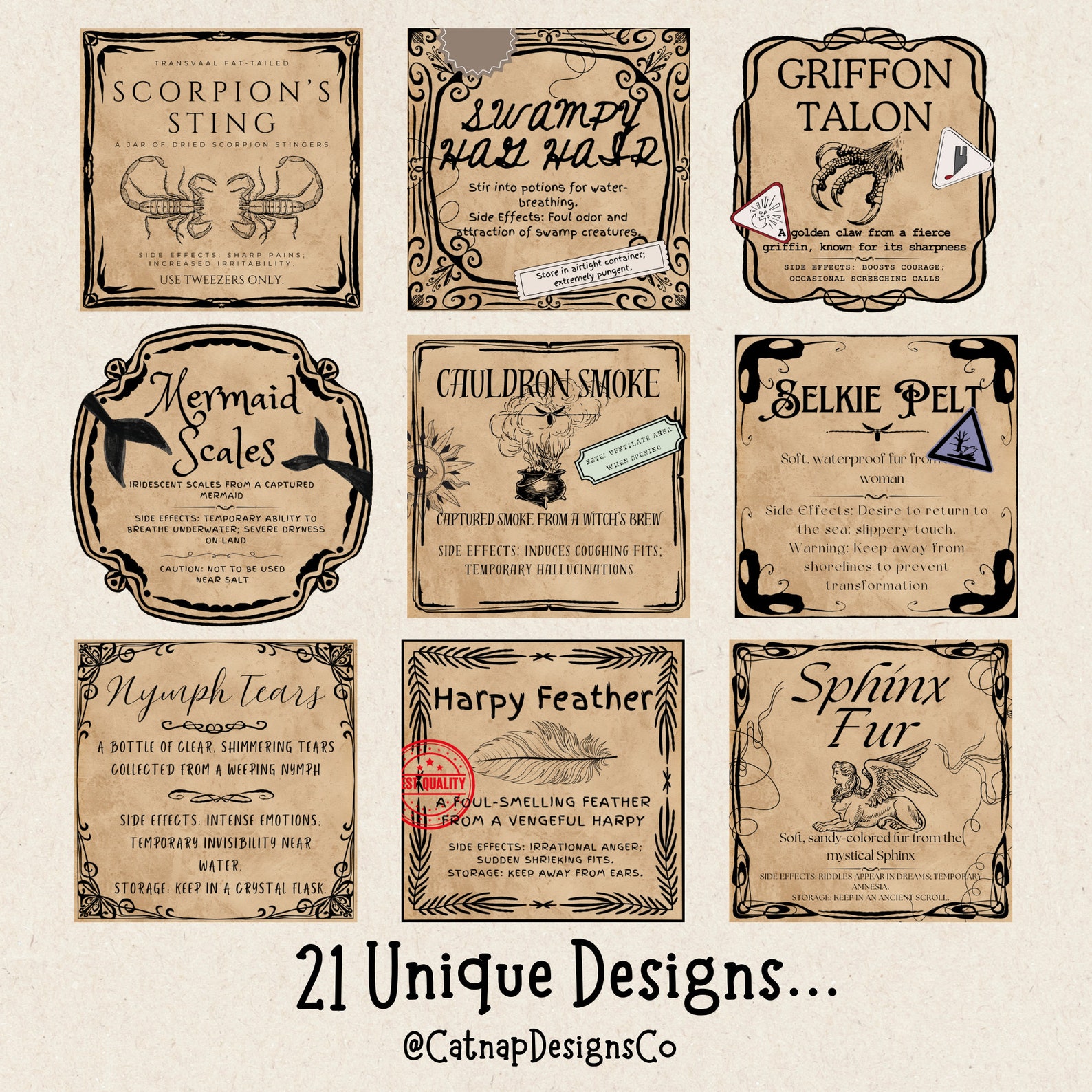 Halloween Apothecary Potion Labels – Spooky Witch Ephemera (digital ...
