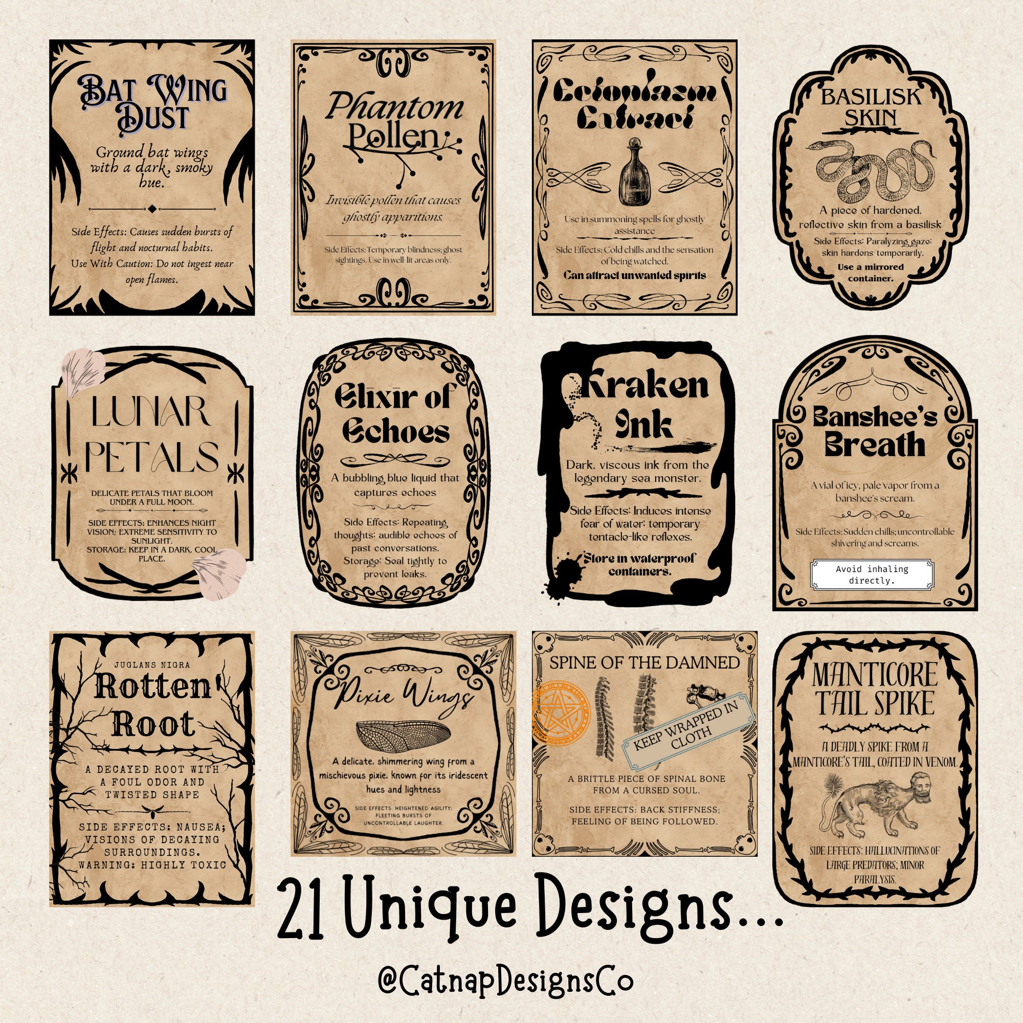 Halloween Apothecary Potion Labels – Spooky Witch Ephemera (digital ...