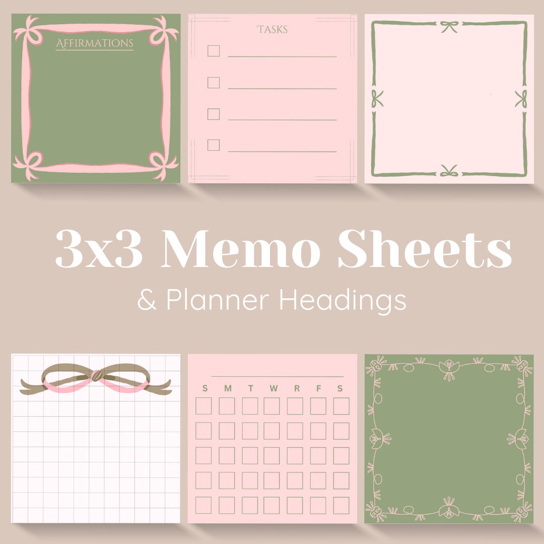 Floral Memo Sheets Planner | Cute Stationery, DIY Journaling (3x3 ...