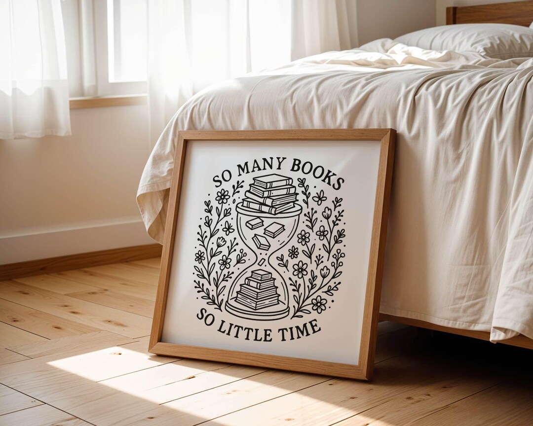 Gift for Book Reading Fan Print Wall Art Modern Boho Library Book Print ...