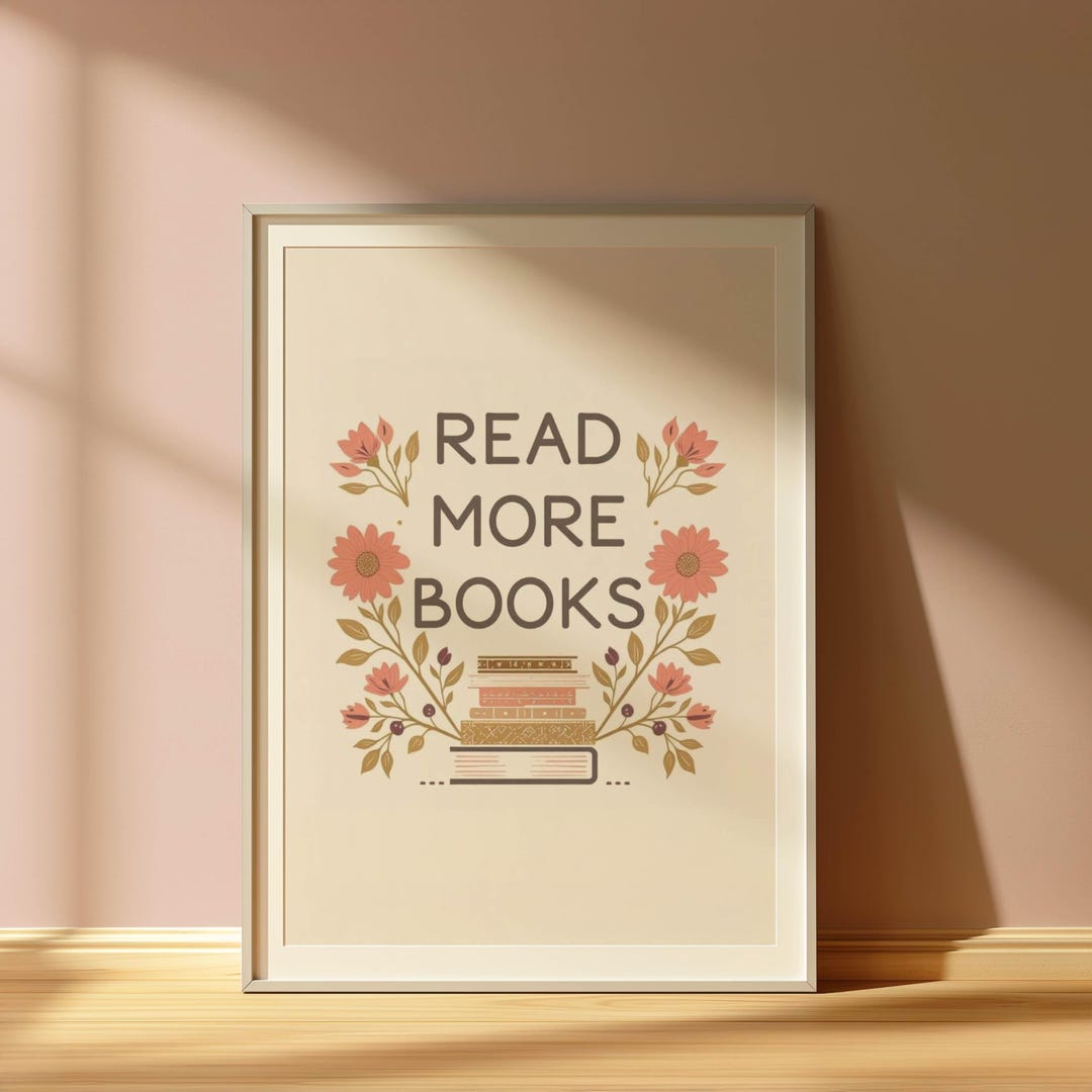 Book Art, Read More Books Poster, Reading Fan Print, Gift for Book ...