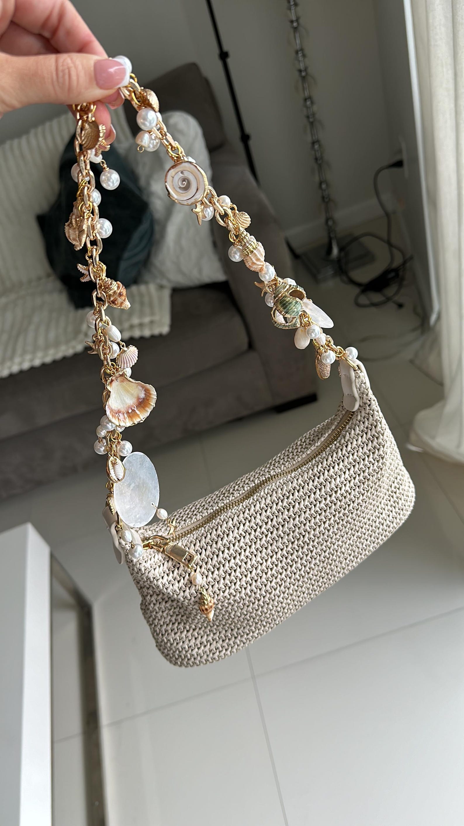 Boho Beach Shell Purse - Handmade Seashell Handbag - Pearl Shoulder Bag ...