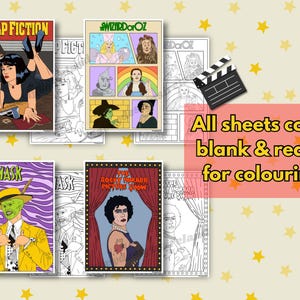 Adult Colouring Sheets for Movie Lovers, A4 Hand-drawn Cool, Fun ...