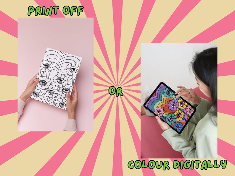 That 70s Colouring Book - 11 Hand Drawn Groovy 1970s Vibe Coloring ...