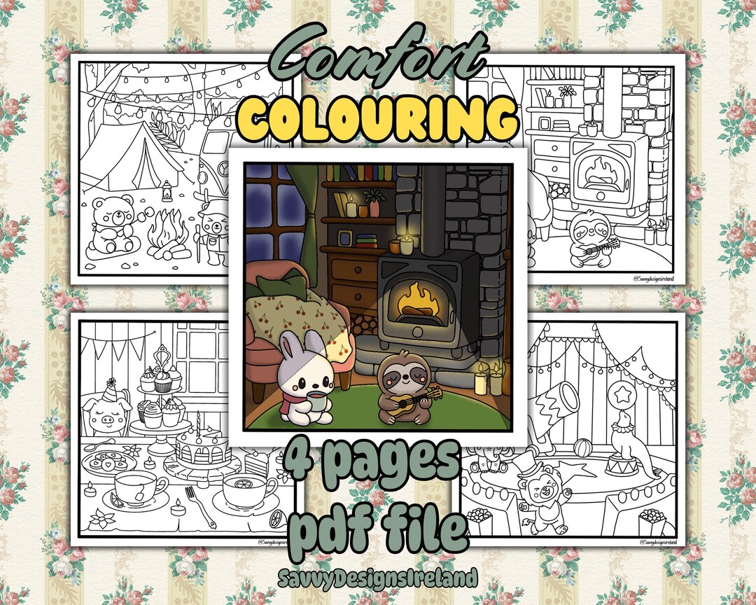 Comfort Coloring: Cute and Cozy Animal Colouring Sheets, Color for ...
