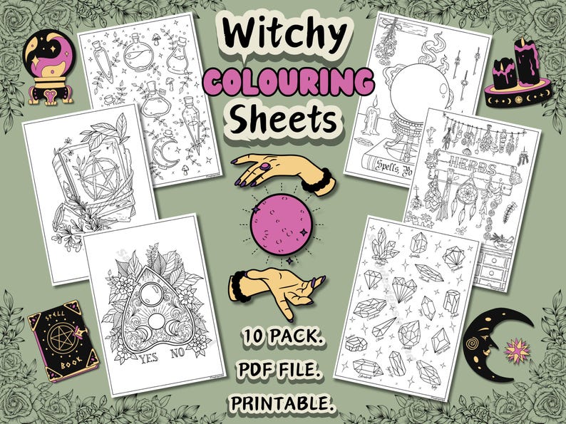 Witch Coloring Pages, Crystal Coloring Page, Witchy Vibes, Witch ...