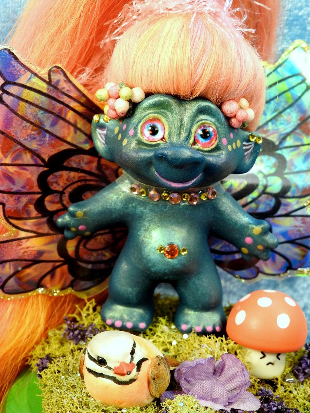 OOAK Fantasy DAM Troll Doll Fairy: Icelandic Hair, New Eyes, Wings - Etsy