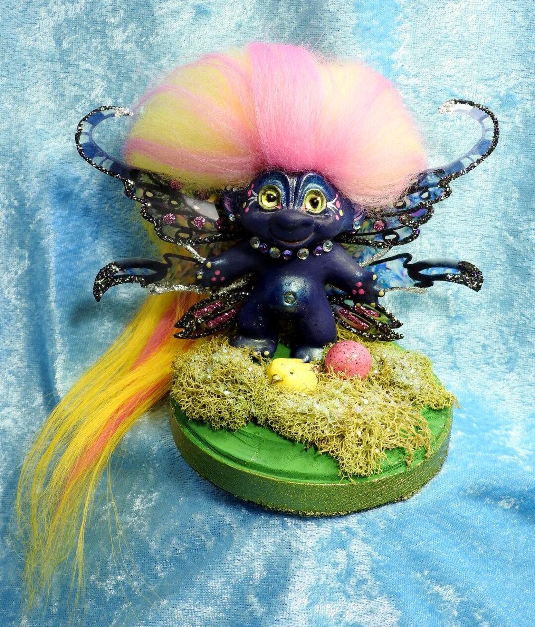 OOAK Troll Fairy Doll: Custom Icelandic Hair, Wings, Woodland Stand - Etsy