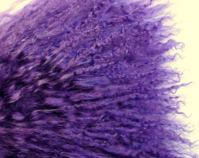 Tibetan Mohair Lamb Doll Hair Royal Purple 5 X 7" Mongolian Lambskin ...