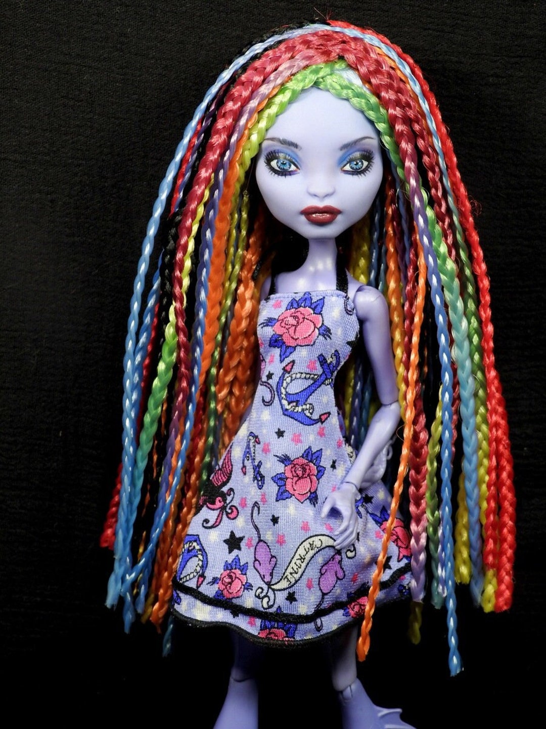 Monster Doll Box Braid Wig OOAK Custom Size 5 Rainbow With Black - Etsy