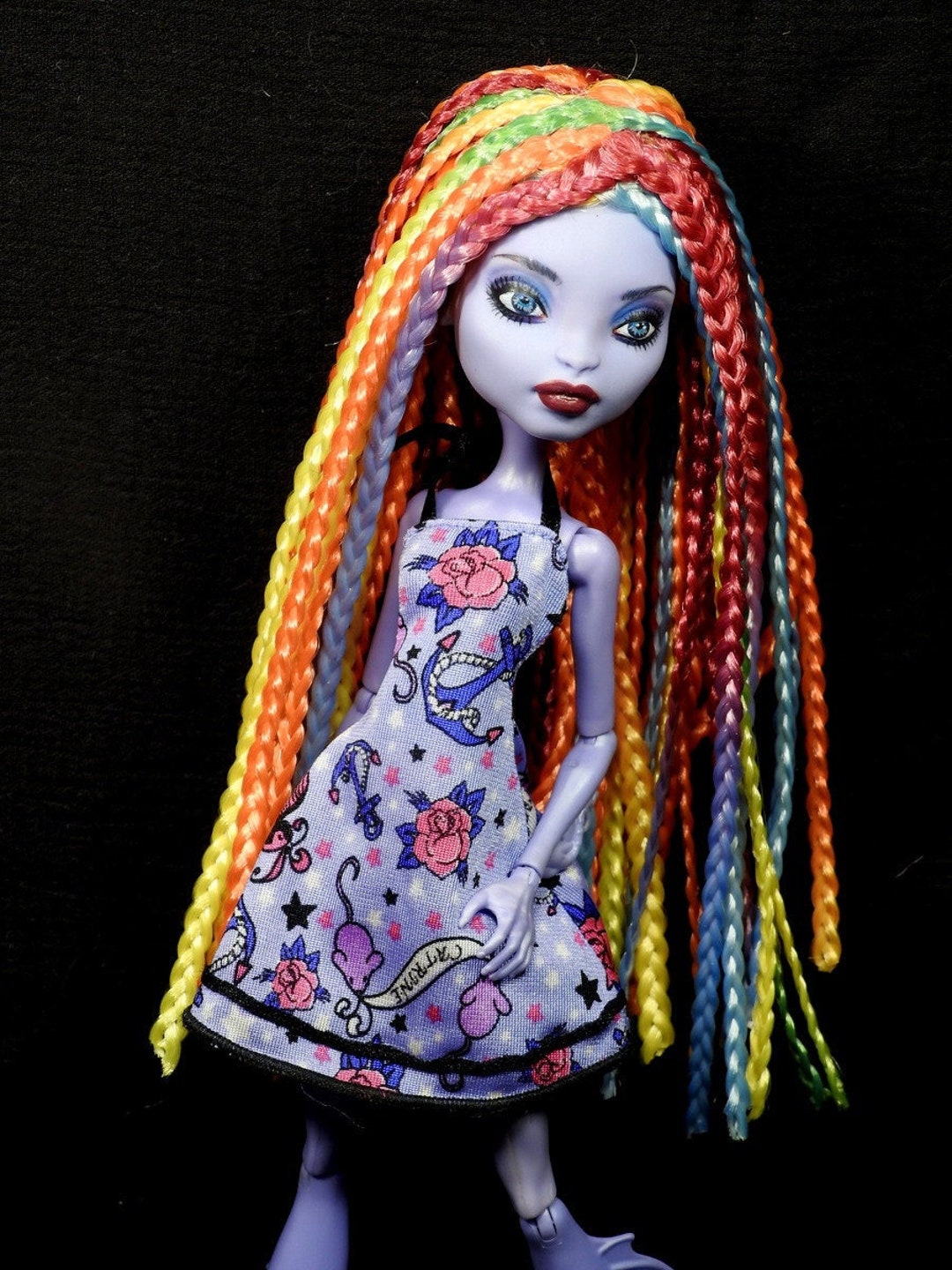 Monster Doll Box Braid Wig OOAK Custom Size 5 Rainbow #3 - Etsy