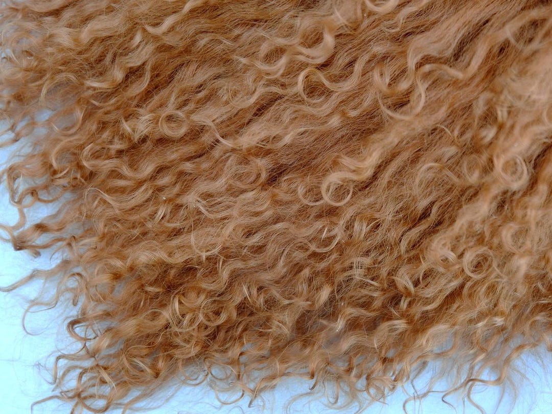 Tibetan Lamb Mohair Ginger Brown Wool Sheepskin for Doll Wigs 4-1/2 X 4 ...
