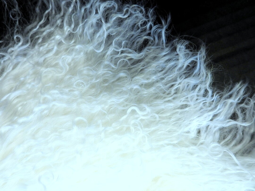 Bleached Snow White Tibetan Lamb Mohair 5-1/2 X 6 Mongolian Lambskin ...