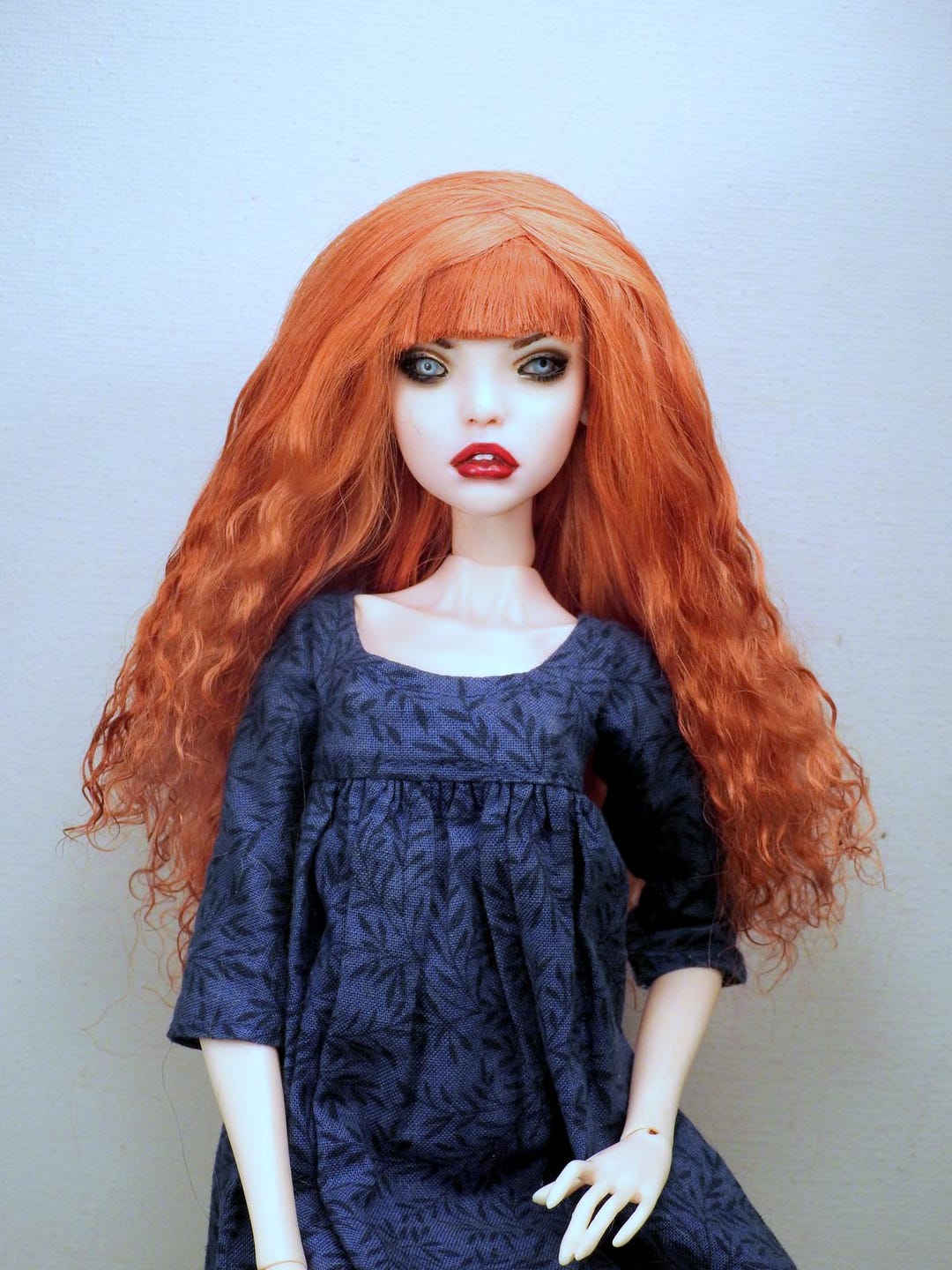 Popovy Doll Wig: BJD Tibetan Lamb Mohair Auburn Red W/ Bangs (12cm/4.72 ...