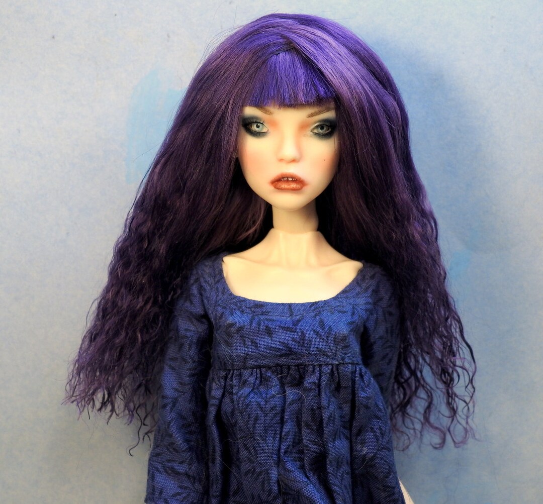Popovy Doll BJD OOAK Tibetan Lamb Mohair Wig 12cm / Size 4.72" Purple ...