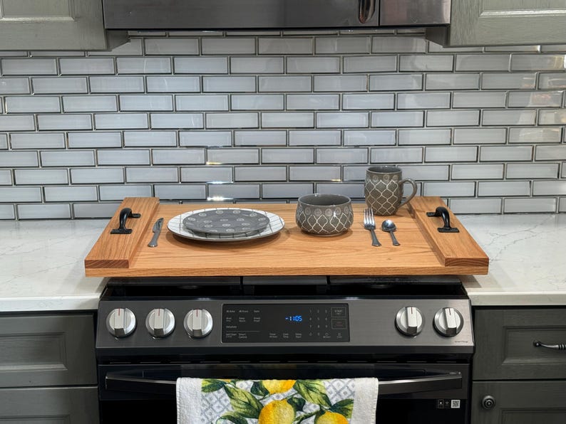 Oak Stove Top Cover | Noodle Board | Serving Tray - Etsy