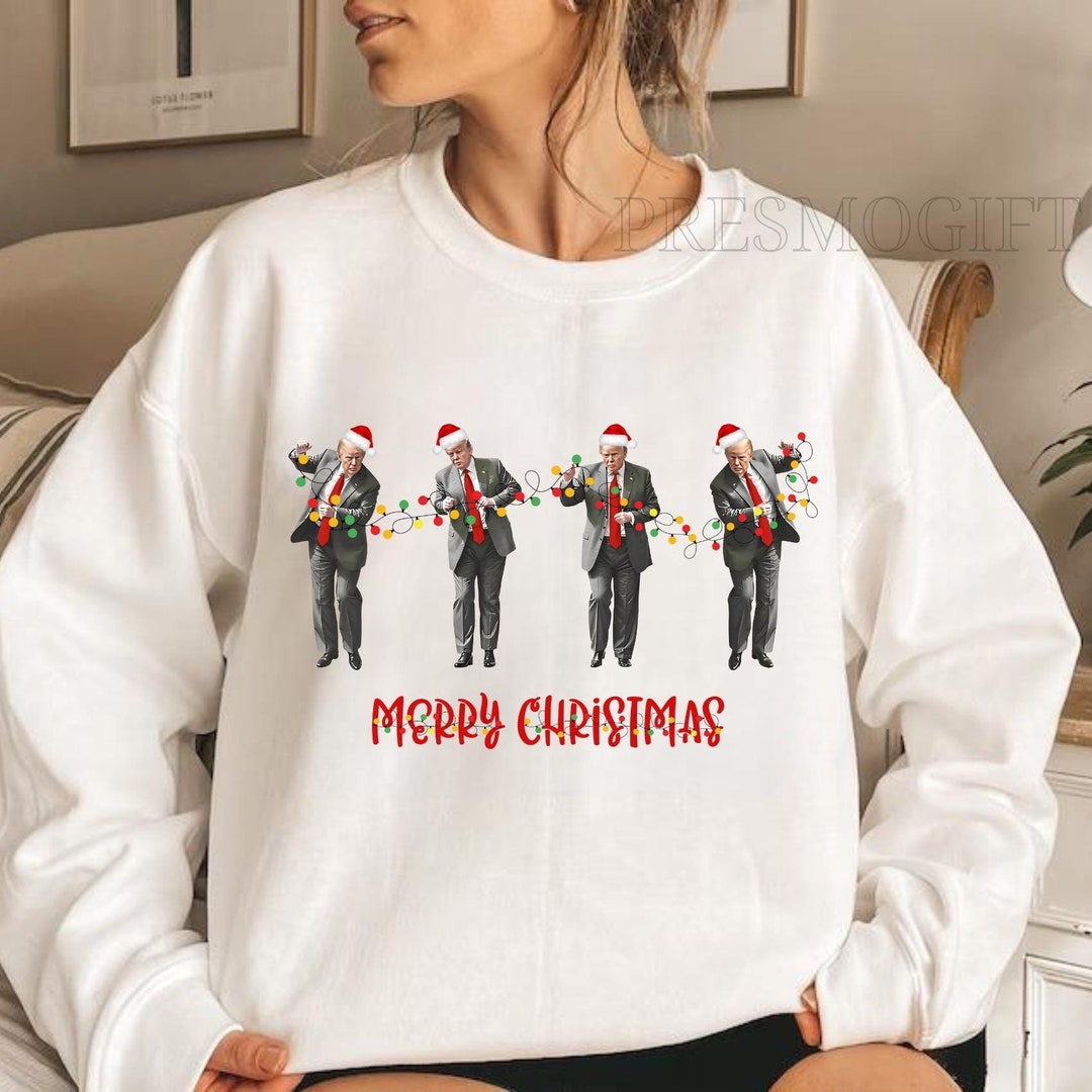 Trump Dance Christmas Shirt, Christmas Santa Trump Sweatshirt, Humorous ...